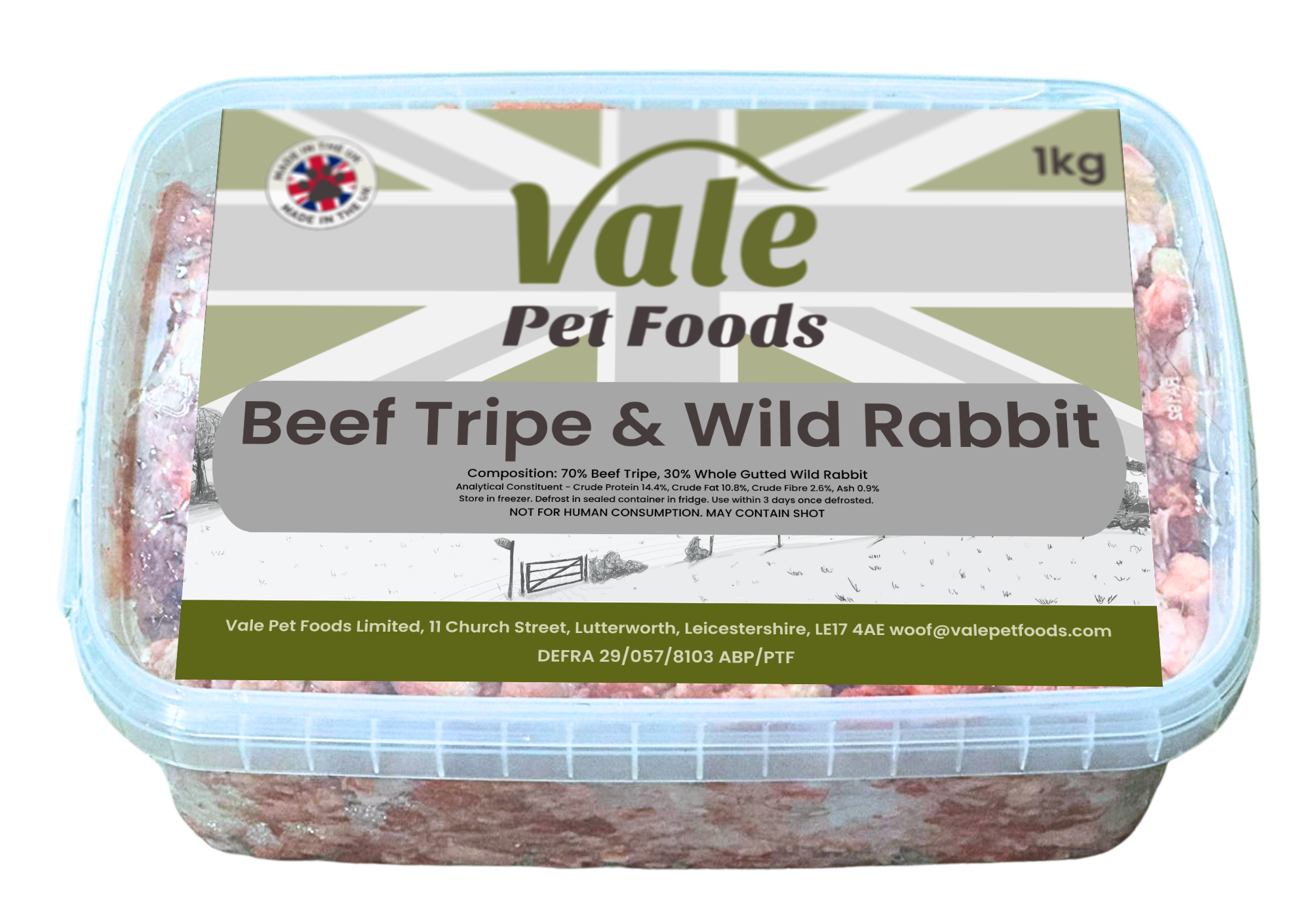 Beef Tripe & Wild Rabbit 1kg – Vale Pet Foods