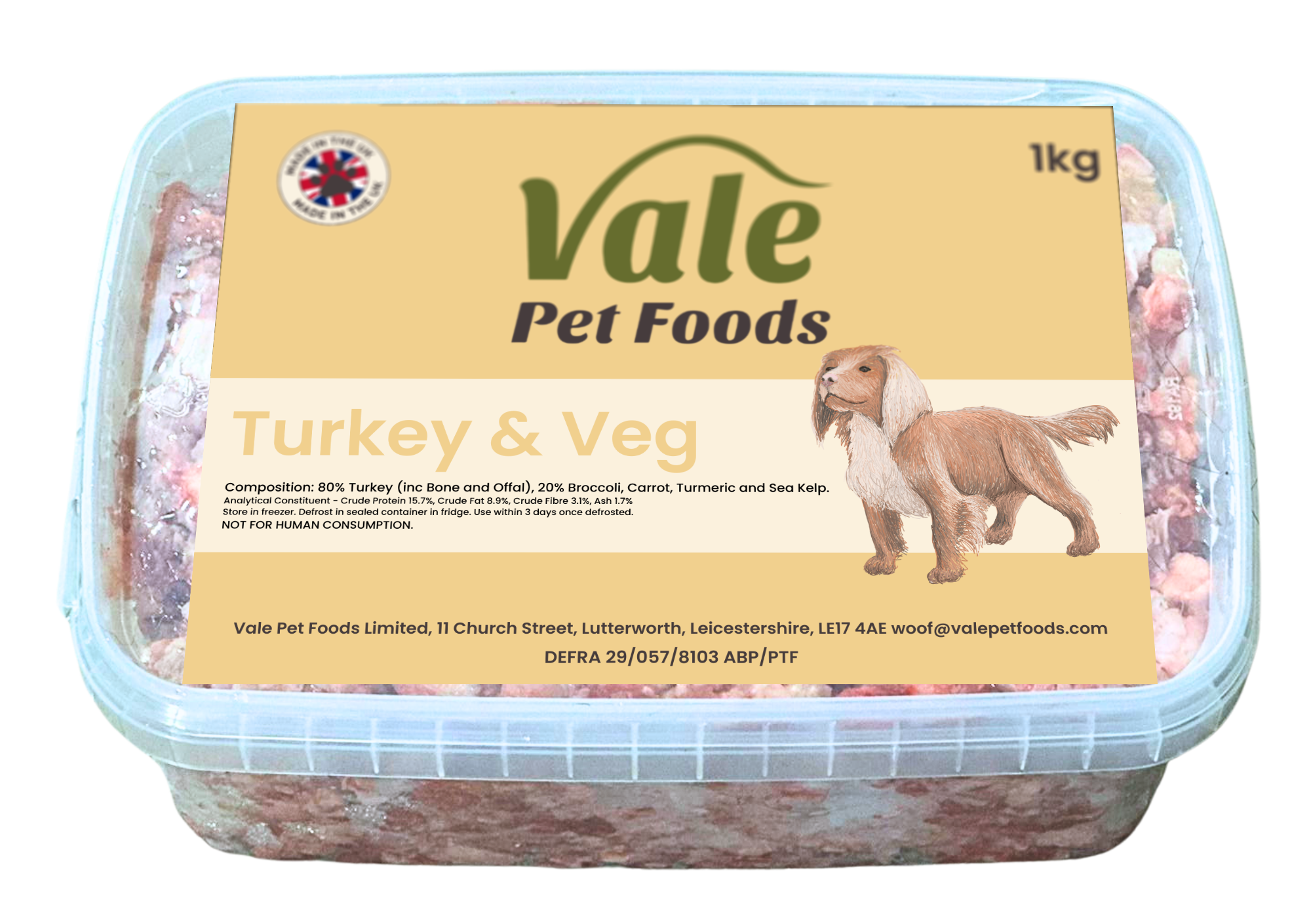 Turkey & Veg - 1KG – Vale Pet Foods